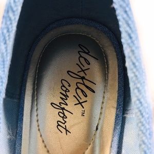 dexflex comfort | Shoes | Dexflex Comfort Blue Denim Peep Toe Cork ...